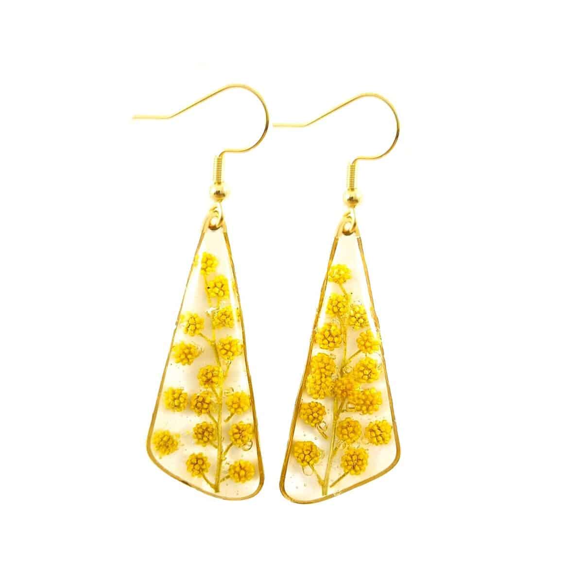 Boucles d'oreilles Triangle solaire de mimosa - Sèves Natura Design